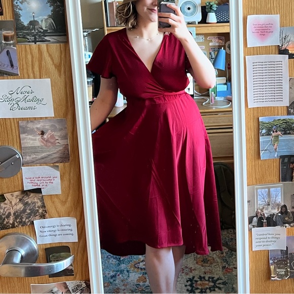 Dresses | Flowy Red Satin Dress | Poshmark